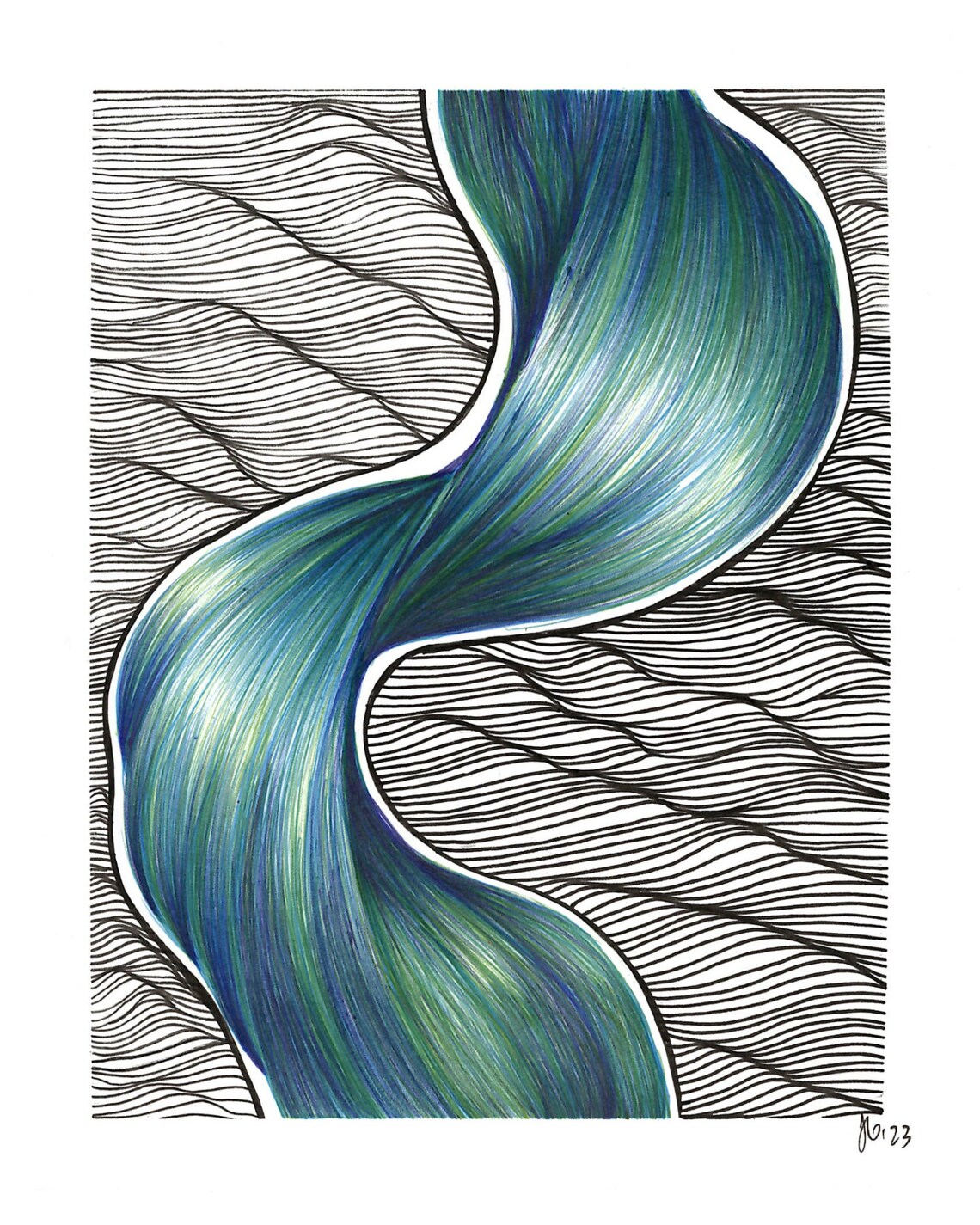 Abstract Art Print, Water Line Art, Tangled Line Print, Wall Art Prints ...