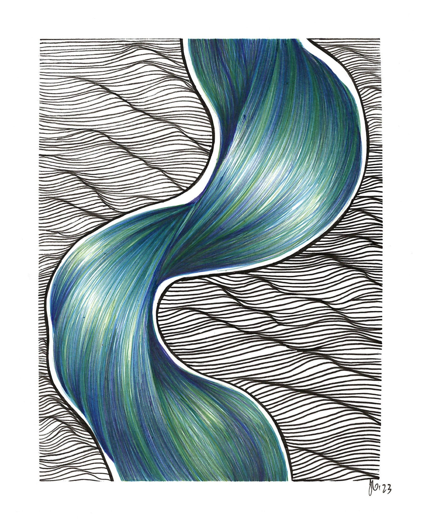 Abstract Art Print, Water Line Art, Tangled Line Print, Wall Art Prints ...