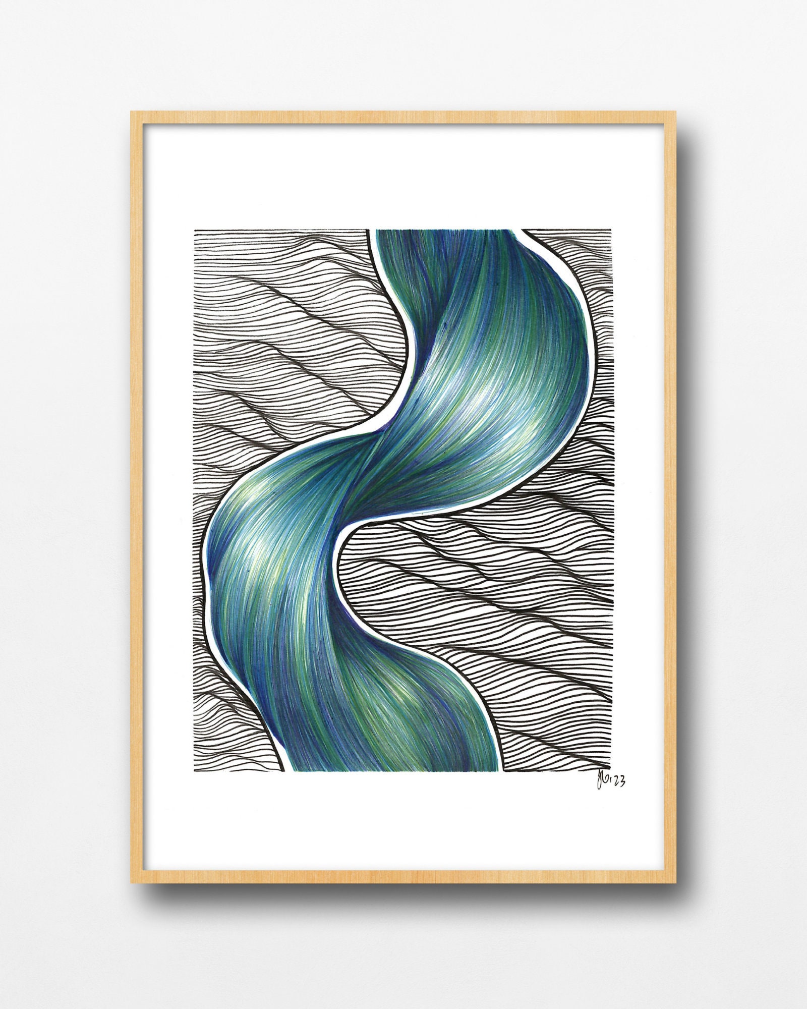 Abstract Art Print, Water Line Art, Tangled Line Print, Wall Art Prints ...