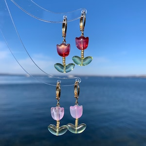 Dainty Blooming Tulips Earrings - Etsy