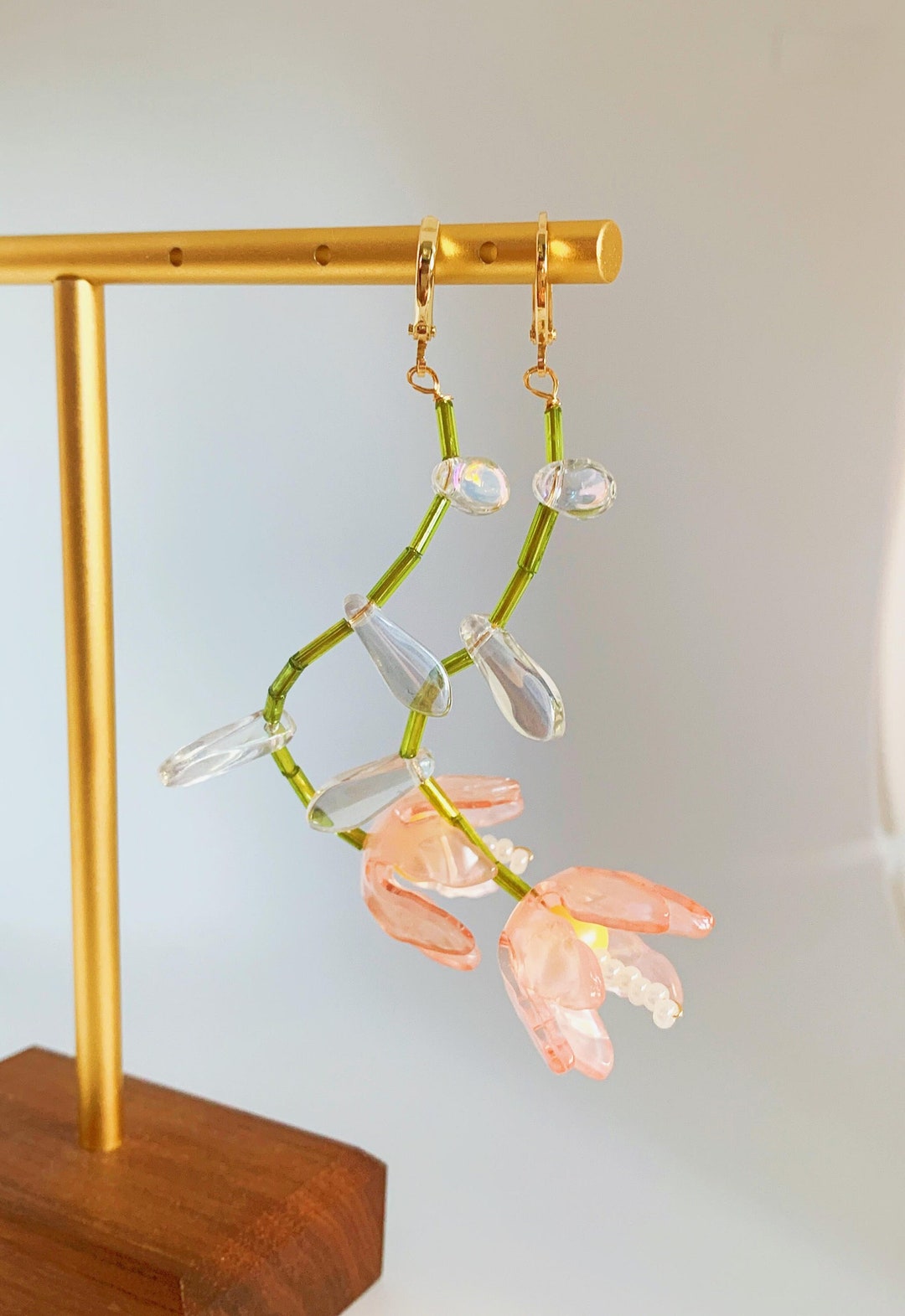 Unique Beaded Lotus Flower Earrings - Etsy