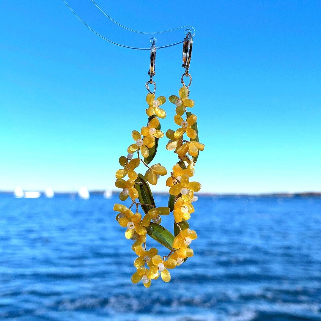 Unique Beaded Winter Jasmine Earrings - Etsy