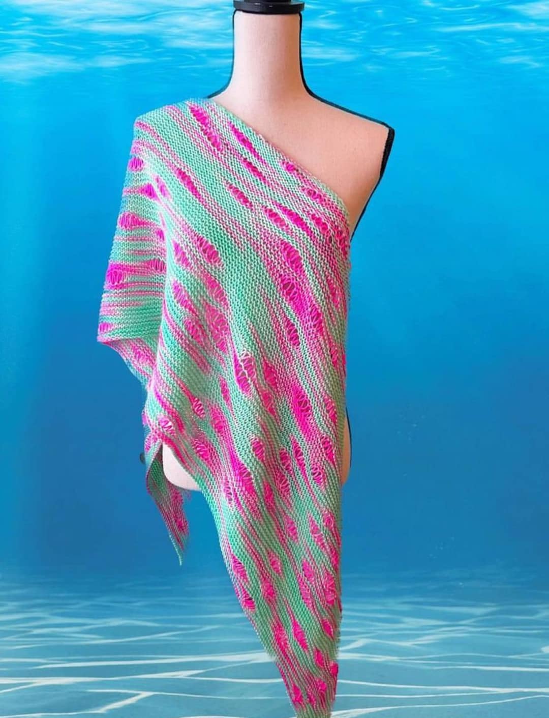 Pooling by the Pool Shawl | Turquoise | Pink | Luxury Knit Shawl ...