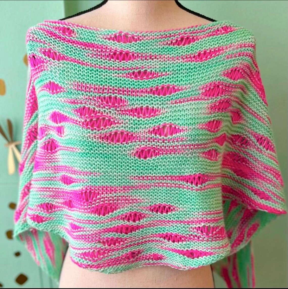 Pooling by the Pool Shawl Turquoise Pink Luxury Knit Shawl Merino Wool ...