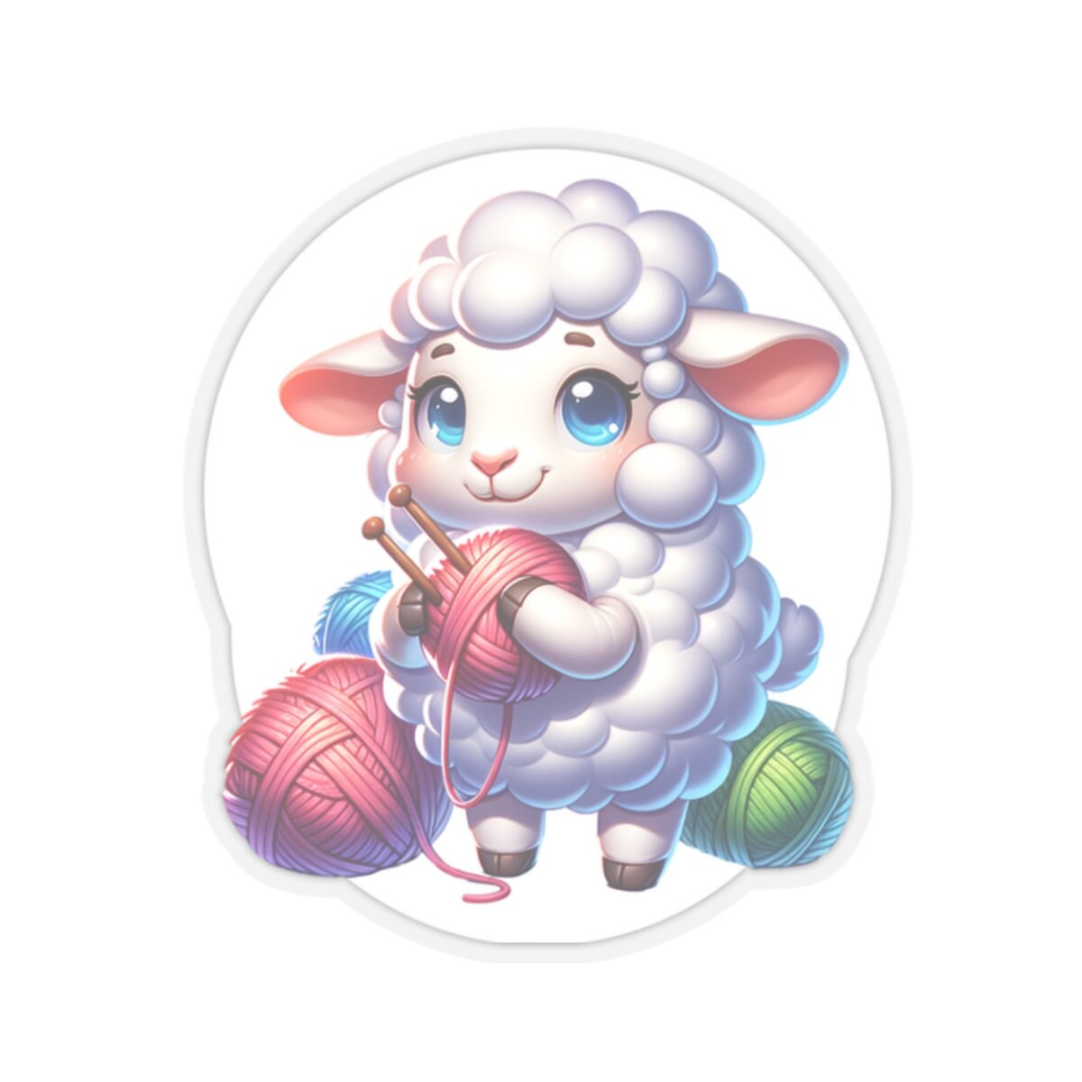 Sheep With Yarn Sticker Knit Sticker Crochet Sticker Yarn Sticker ...