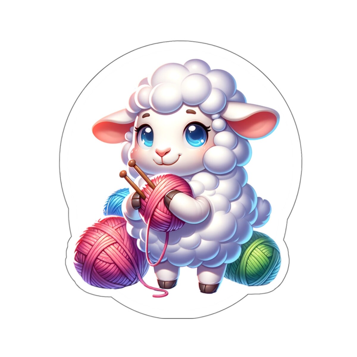 Sheep With Yarn Sticker Knit Sticker Crochet Sticker Yarn Sticker ...