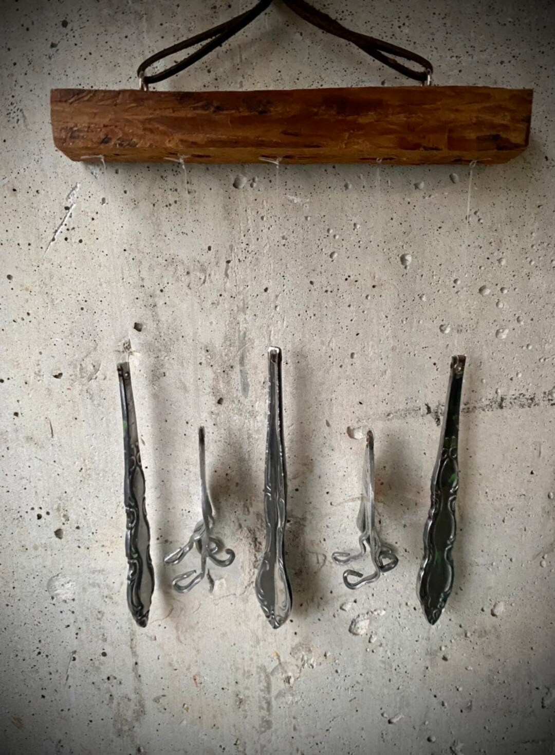 Squiggly Fork and Wood Upcycled Wind Chime - Etsy