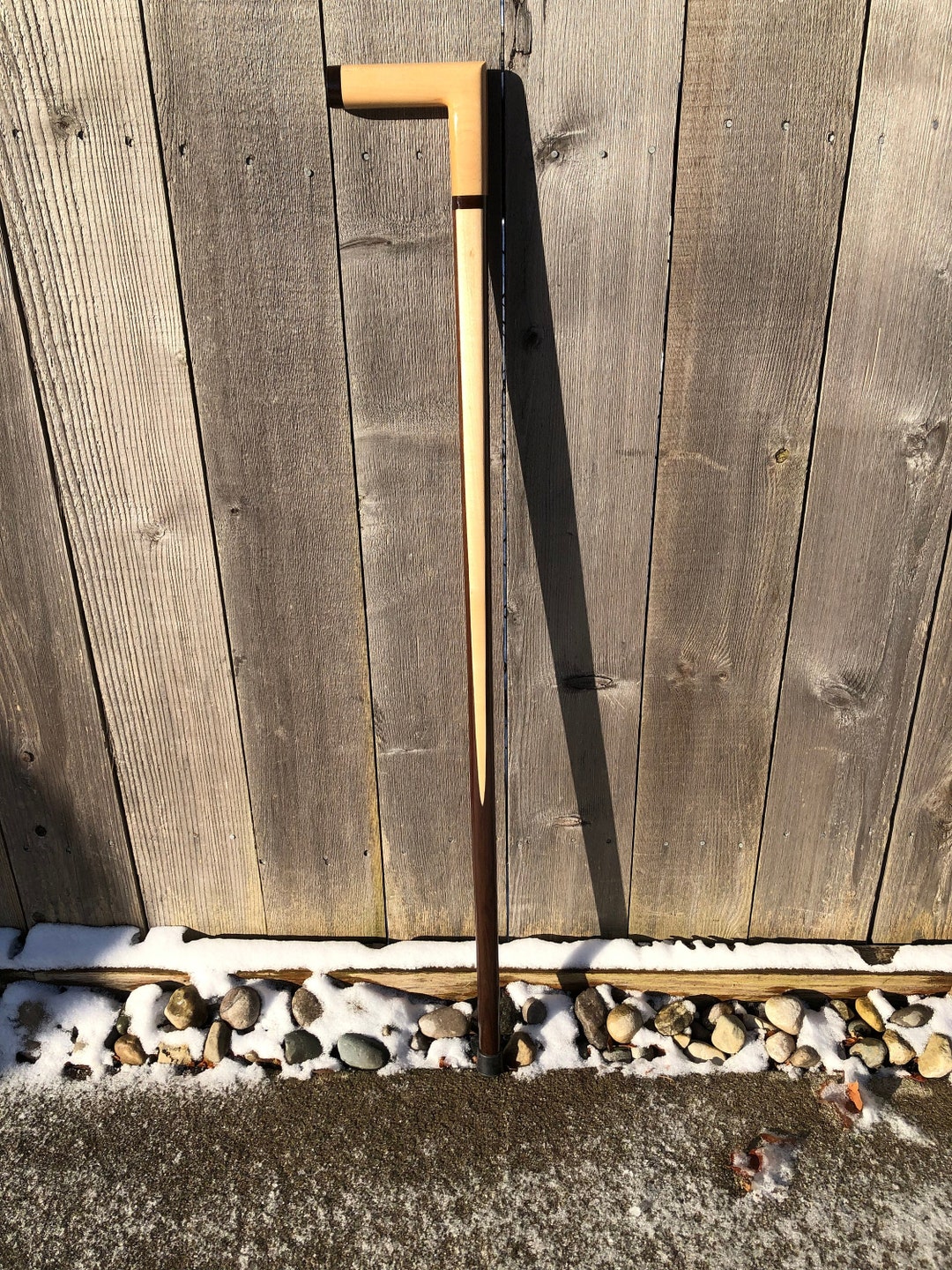 Handcrafted Walking Cane - "the L"- Hard Maple & Peruvian Walnut Wood ...