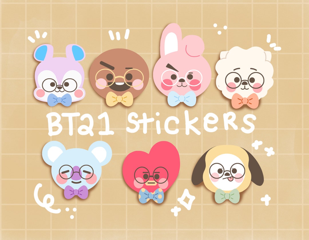 Cute BT21 Stickers - Glitter, Holographic, Waterproof - Etsy