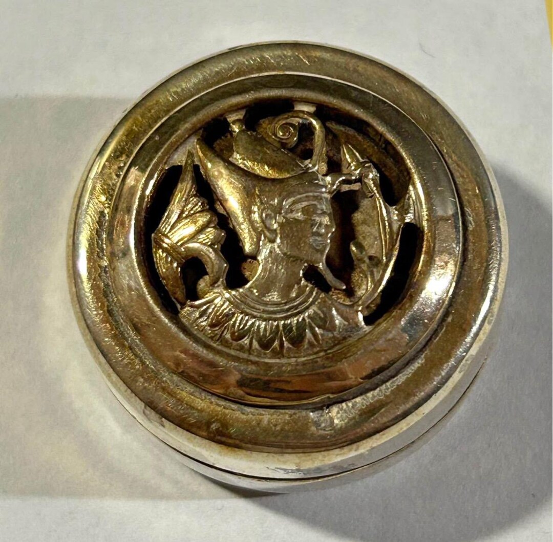 Rare Vintage Egyptian Revival Sterling Silver Pharaoh Pill Snuff Box - Etsy