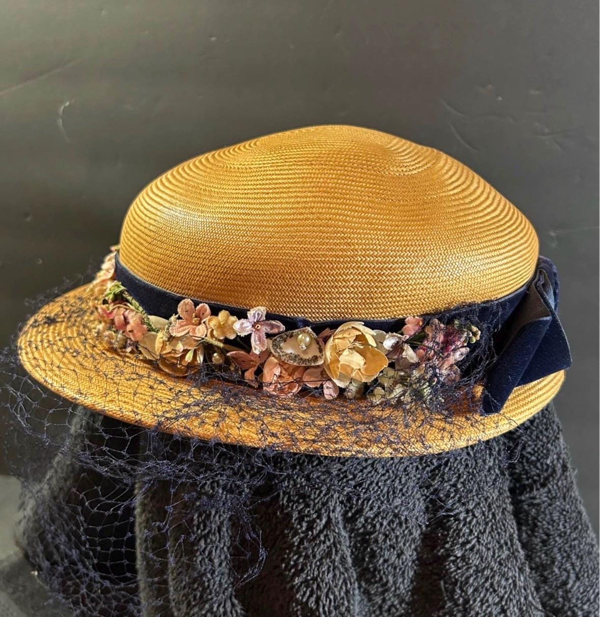 Vintage Straw Boater Hat From the 1940s-1950s by J.J. Haggarty. - Etsy