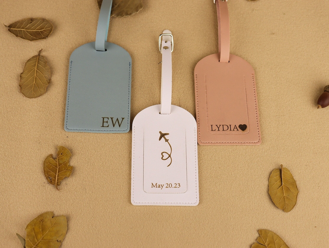 Personalized Leather Monogrammed Luggage Tags Wedding Passport Cover ...