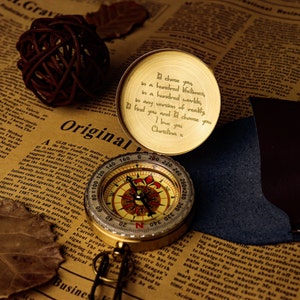 Personalized Engraved Brass Compass With Handwriting | Custom Working ...