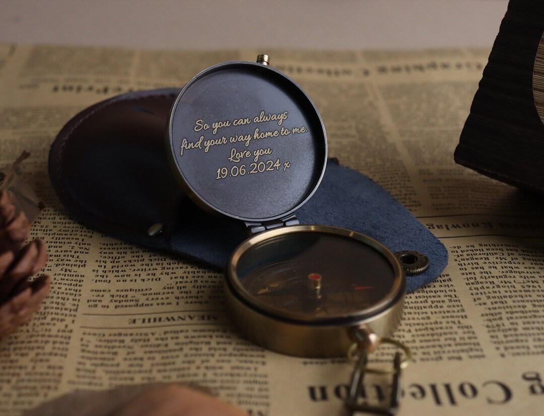 Customized Metal Carved Compass With Gift Box | Anniversary Romantic ...