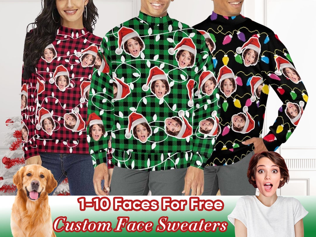 Custom Face Christmas Ugly Sweater for Familycustom Sweaters - Etsy