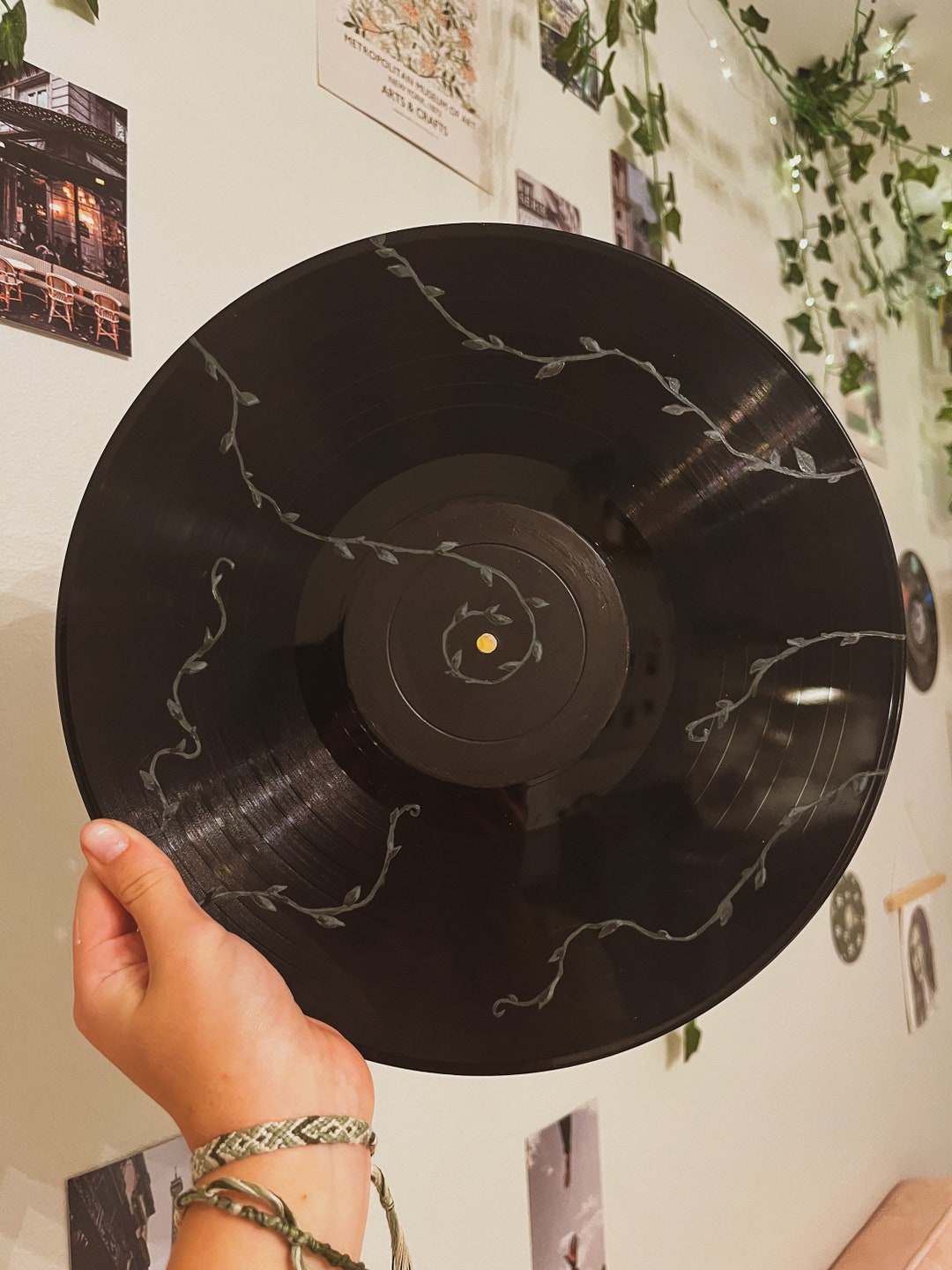 Painted Vine Record | Painted Vinyl Wall Decor - Etsy