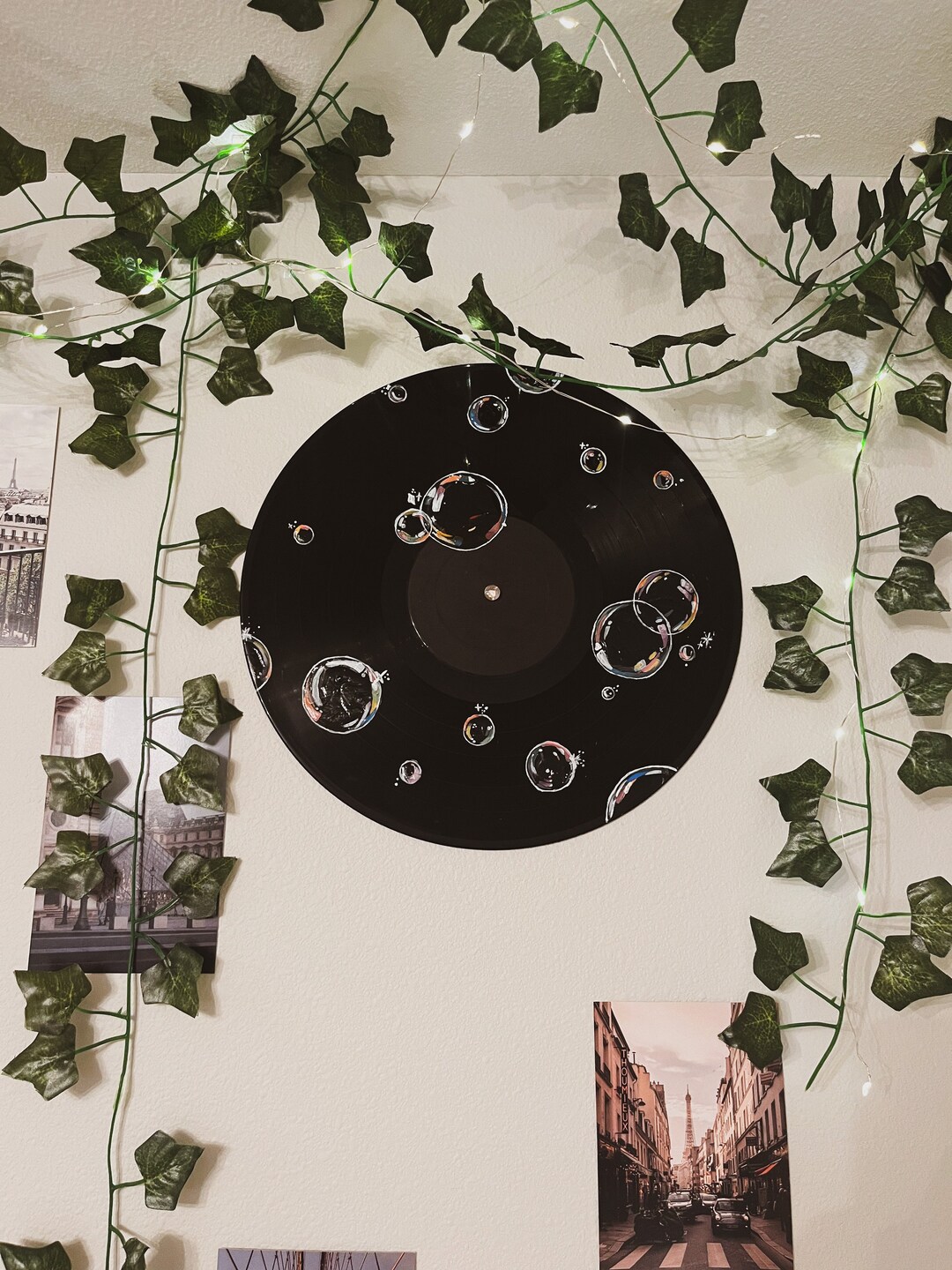 Painted Bubble Record | Painted Vinyl Wall Decor - Etsy