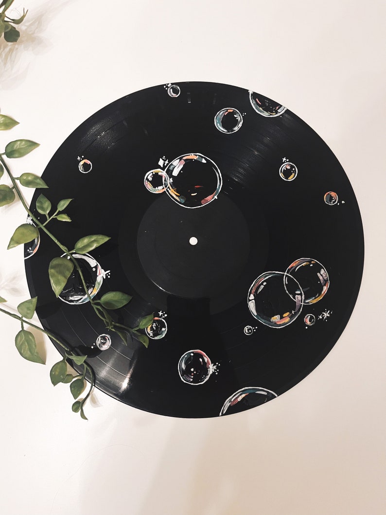 Painted Bubble Record | Painted Vinyl Wall Decor - Etsy