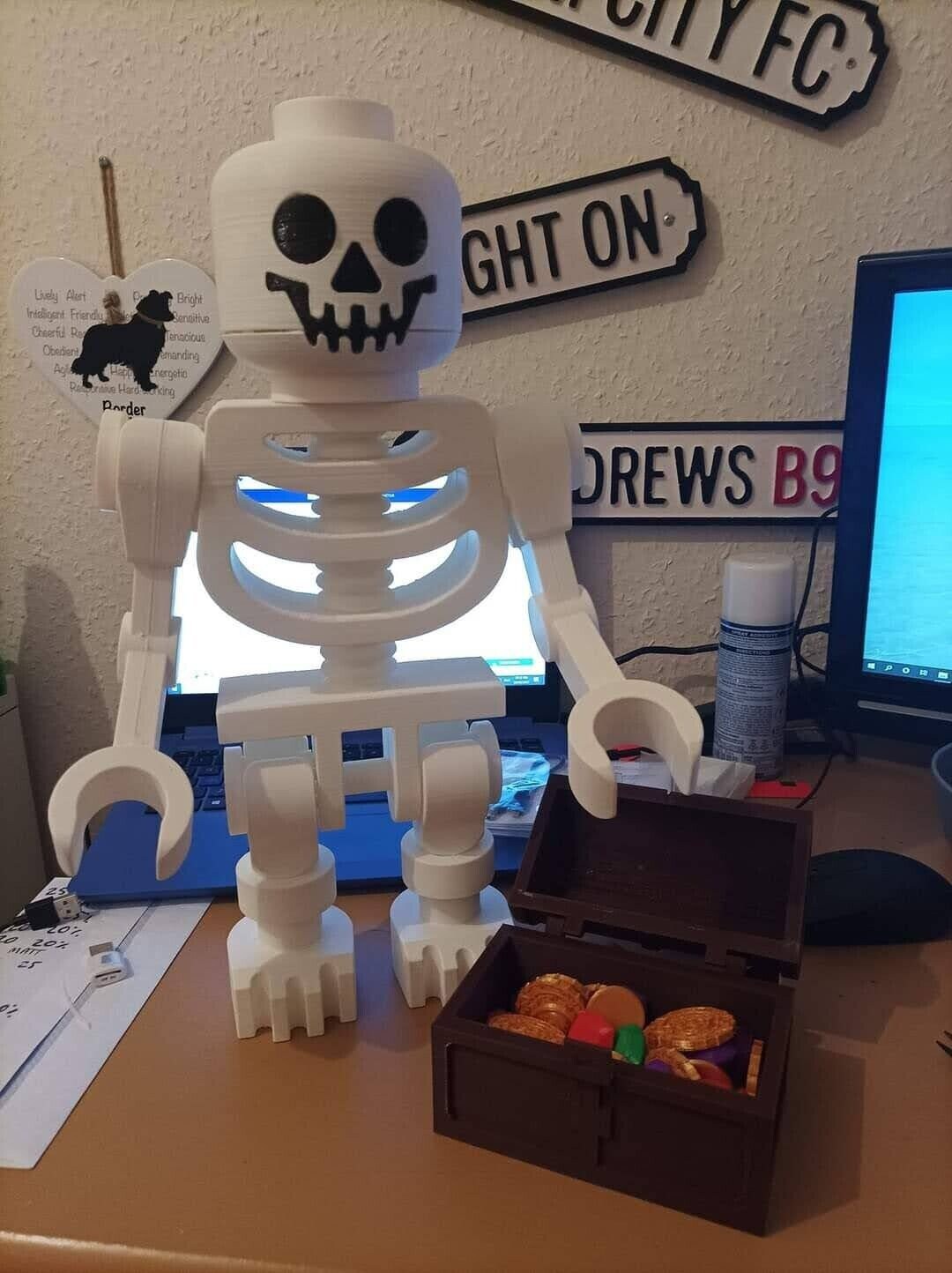 LARGE GIANT Lego Inspired Skeleton 3 D Printed Figure Halloween 41cm ...