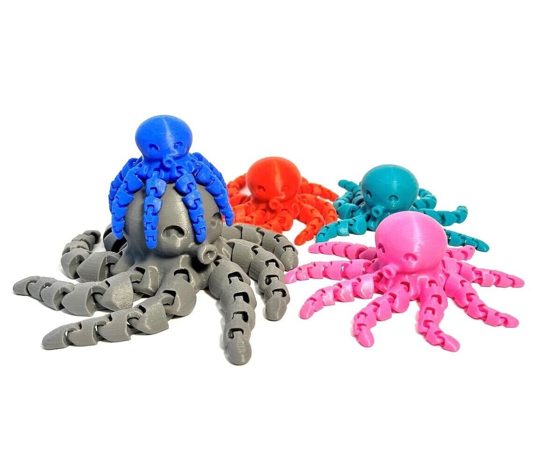 3D Printed Octopus Articulated Octopus Fidget Toy SEN Education 7 Inch ...