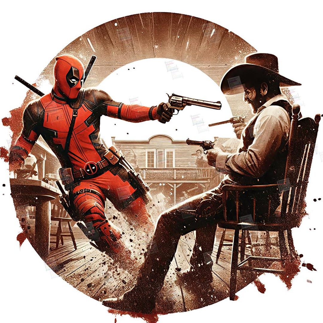 PNG Deadpool Vintage Western Cowboy Clipart Splash Digital Poster ...