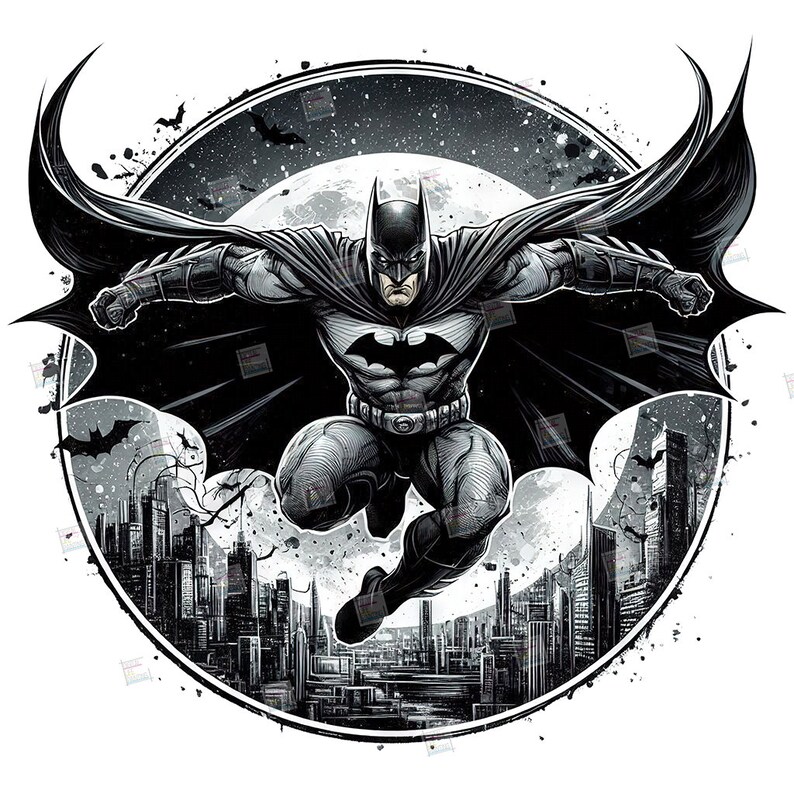 Batman Clipart, Watercolor Digital Poster Design PNG File for ...