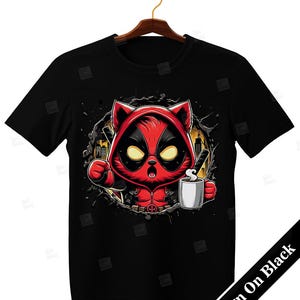 PNG Grumpy Red Cat in Deadpool Costume Clipart Feline Comic Book Style ...