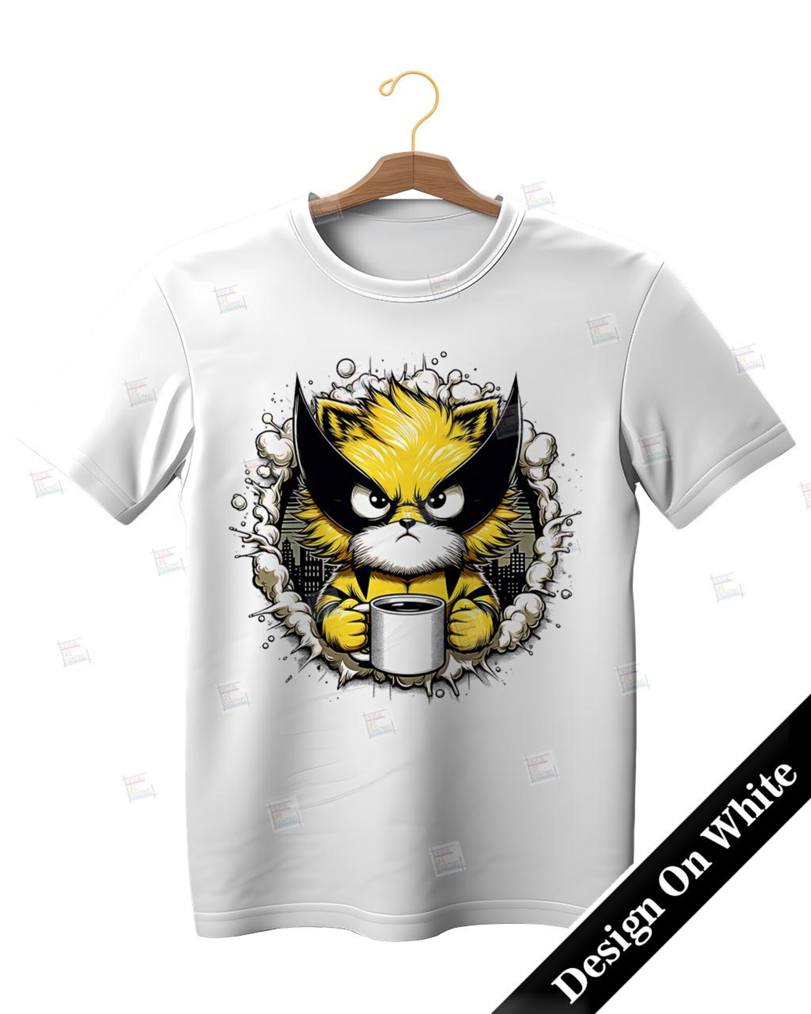 PNG Grumpy Yellow Cat in Wolverine Costume Clipart Hero Feline ...