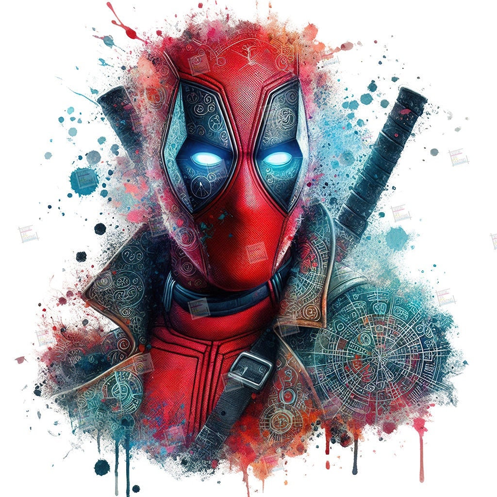 Deadpool PNG Clipart Mcu Superheroes Splash Watercolor Digital Poster ...