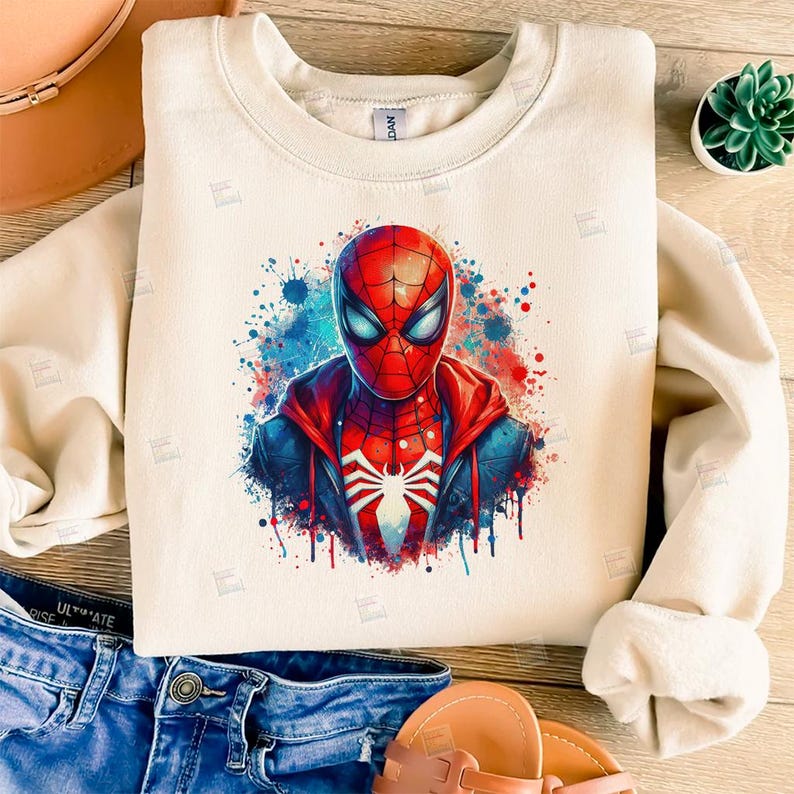 Spiderman Clipart Mcu Superheroes Watercolor Digital Poster Design PNG ...