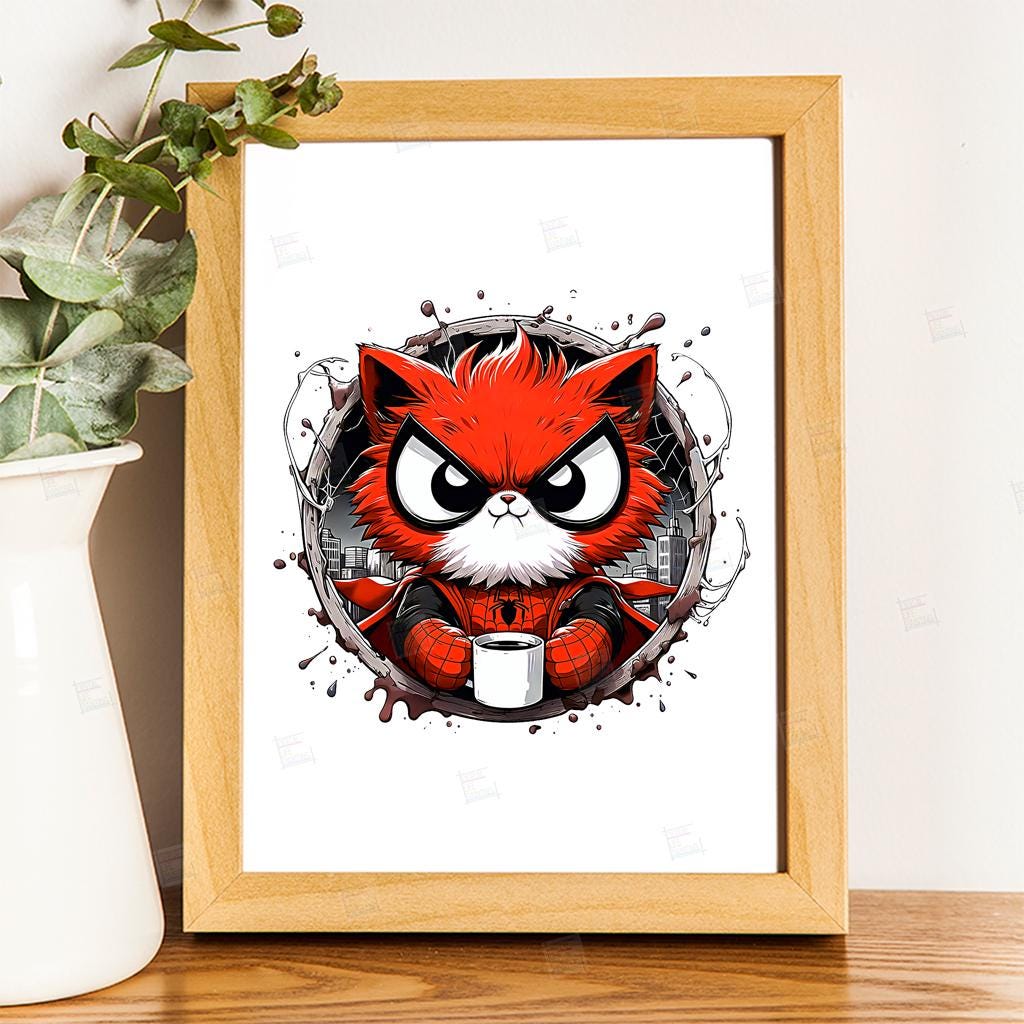 PNG Grumpy Cat but Spider Clipart Hero Feline Comic Book Kitty ...