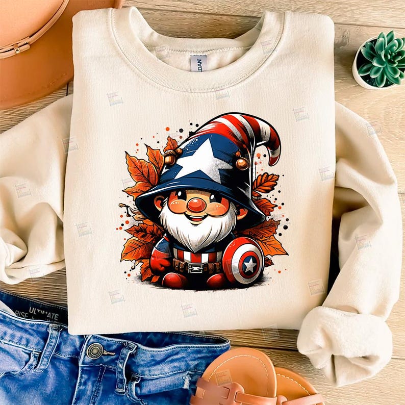 PNG Captain Gnomerica Clipart Superhero Dwarf Comic Book Style Autumn ...