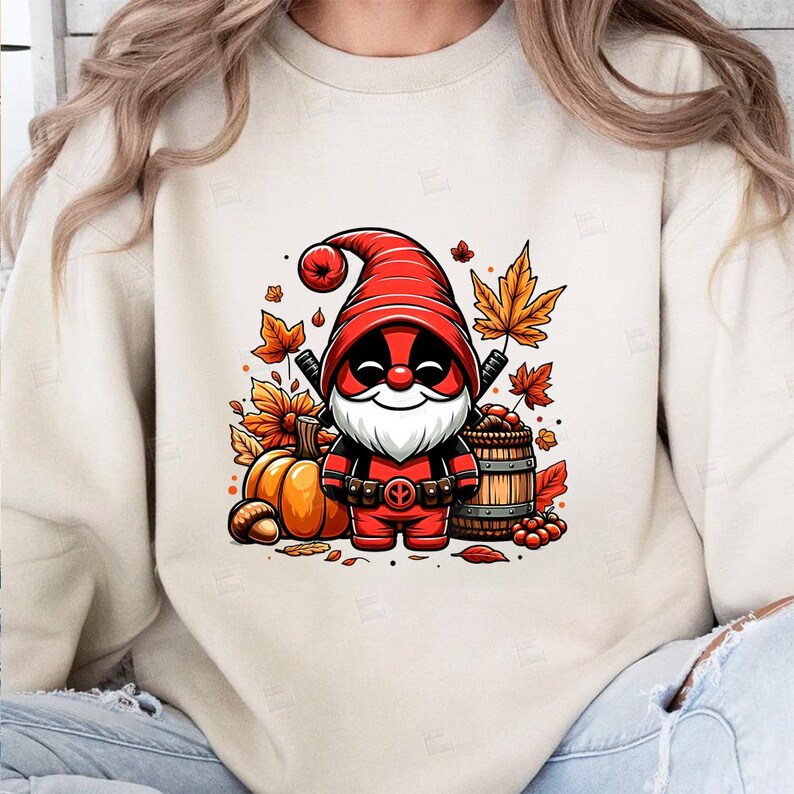 PNG Gnome in Deadpool Costume Clipart Comic Book Style Autumn Gnome ...
