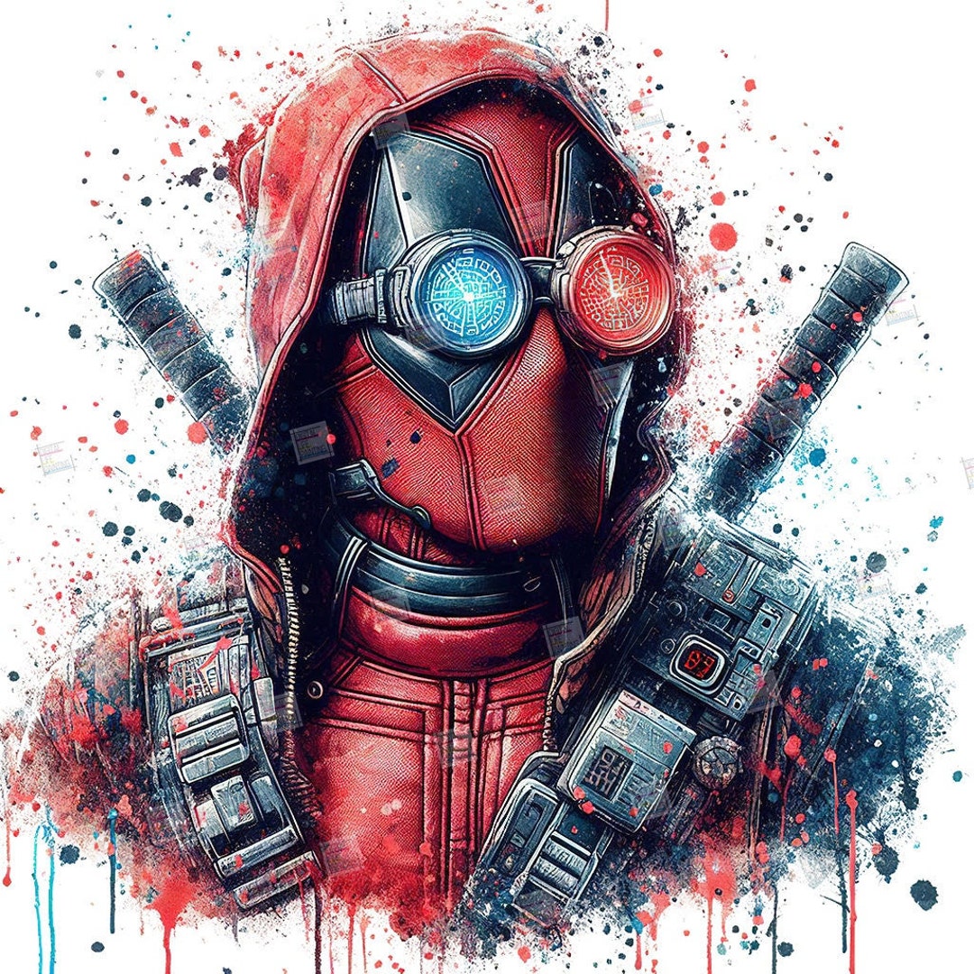Deadpool PNG Clipart Mcu Superheroes Splash Watercolor Digital Poster ...