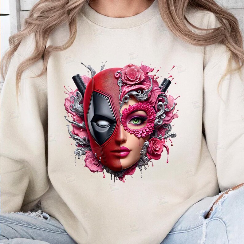 PNG Deadpool Couple Clipart Antihero Floral Design Marvel Gothic ...