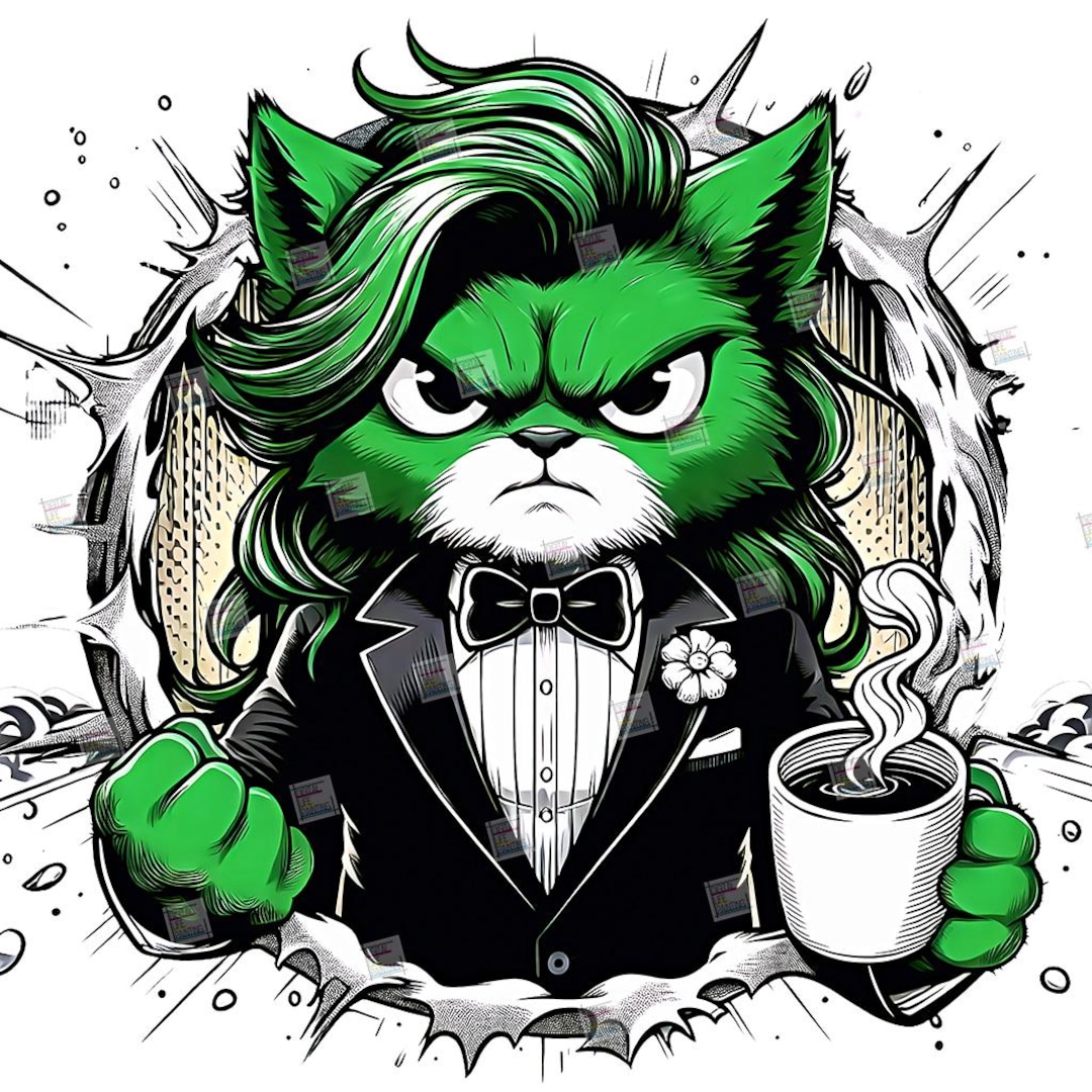 PNG Grumpy Cat in Hulk Costume Clipart Hero Feline Pet Design Cute ...