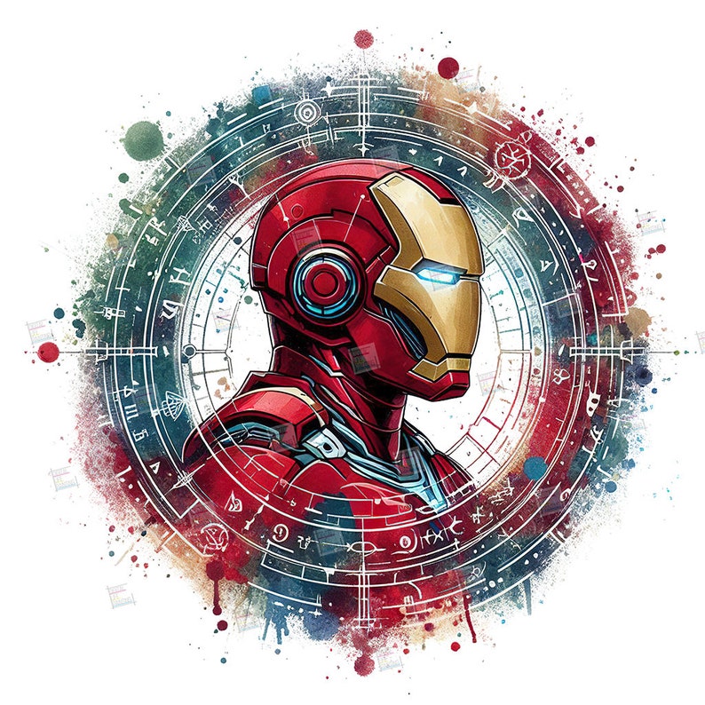 Iron Man PNG Clipart Mcu Superheroes Splash Watercolor Digital File for ...