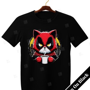 PNG Grumpy Red Cat in Deadpool Costume Clipart Feline Comic Book Style ...