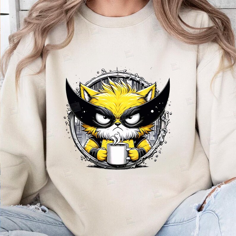 PNG Grumpy Yellow Cat in Wolverine Costume Clipart Hero Feline ...