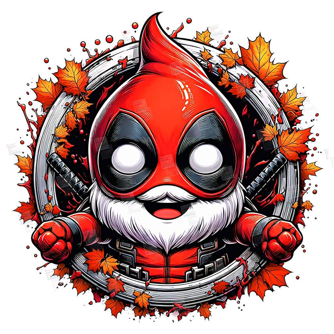 PNG Gnome in Deadpool Costume Clipart Comic Book Style Autumn Gnome ...