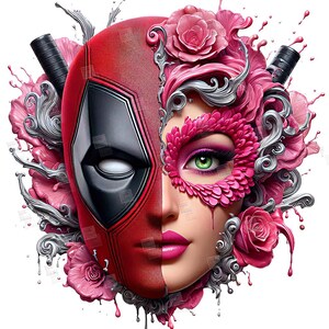 PNG Deadpool Couple Clipart Antihero Floral Design Marvel Gothic ...