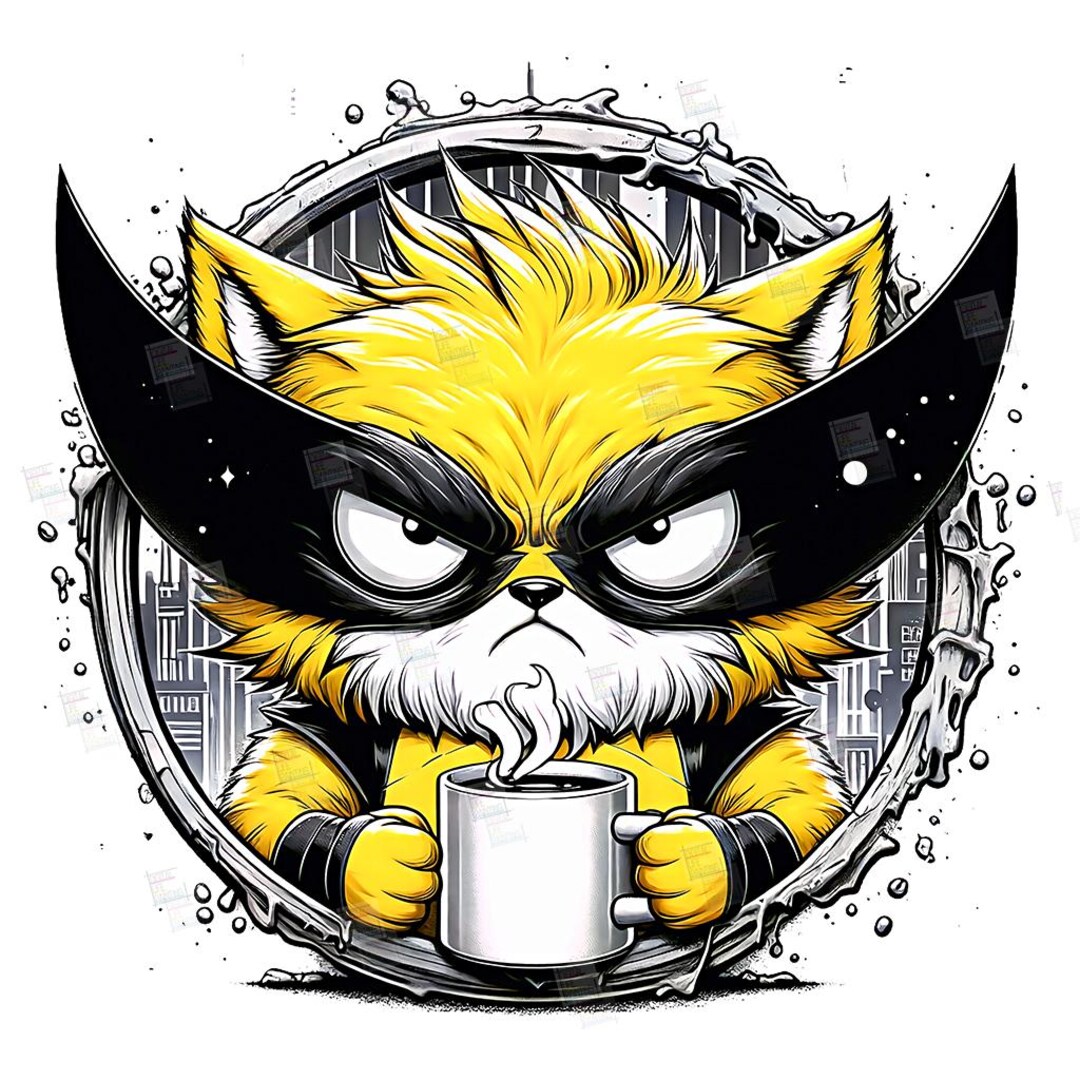 PNG Grumpy Yellow Cat in Wolverine Costume Clipart Hero Feline ...