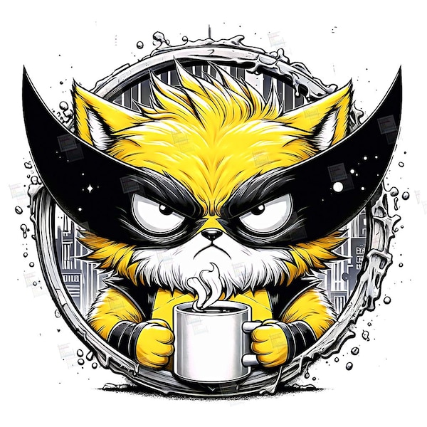 PNG Grumpy Red Cat in Deadpool Costume Clipart Feline Comic Book Style ...