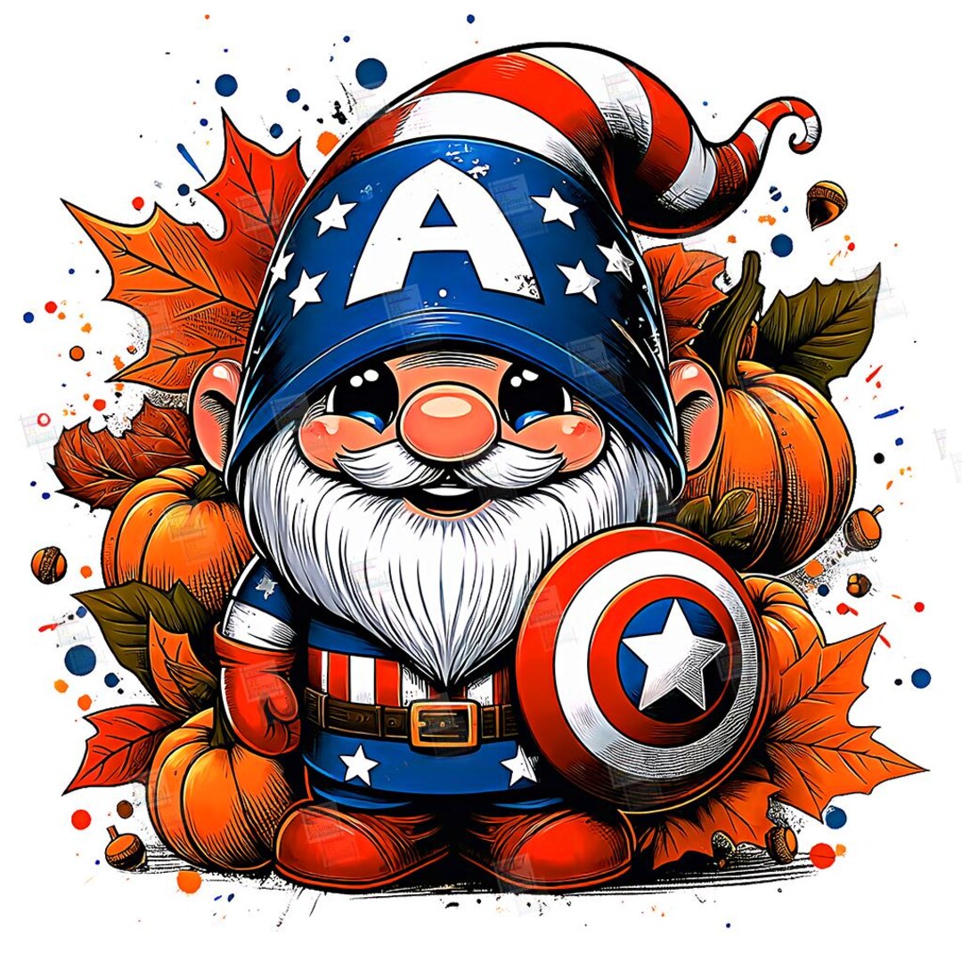 PNG Captain Gnomerica Clipart Superhero Dwarf Comic Book Style Autumn ...