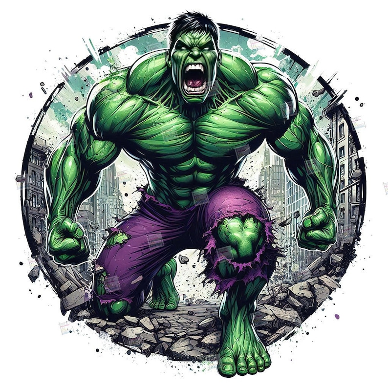 Hulk Clipart, Watercolor Digital Poster Design PNG File for Sublimation ...