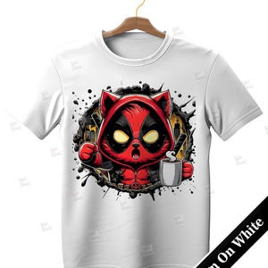 PNG Grumpy Red Cat in Deadpool Costume Clipart Feline Comic Book Style ...