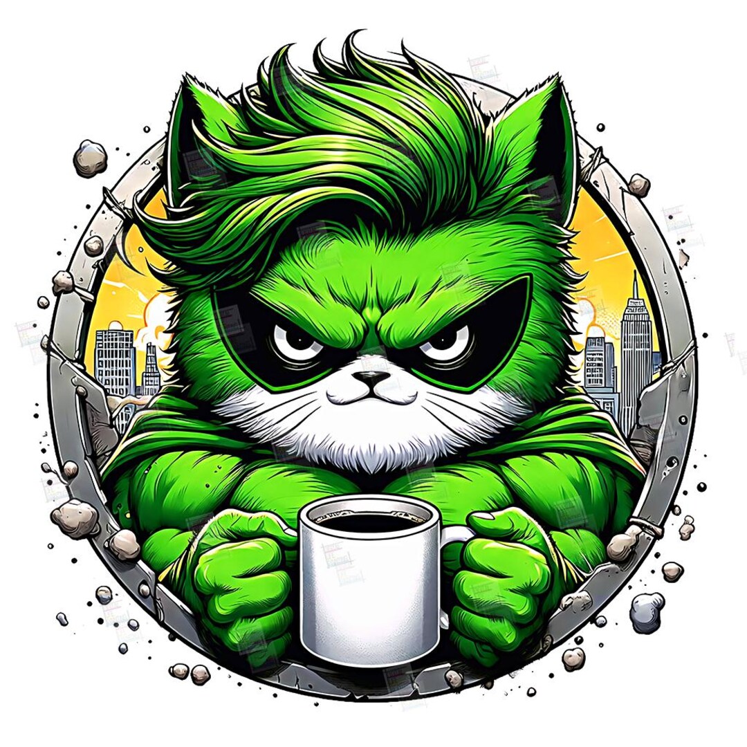 PNG Grumpy Cat in Hulk Costume Clipart Hero Feline Pet Design Cute ...