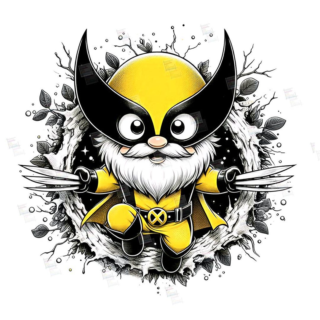 PNG Gnome in Wolverine Costume Clipart Comic Book Style Autumn Gnome ...
