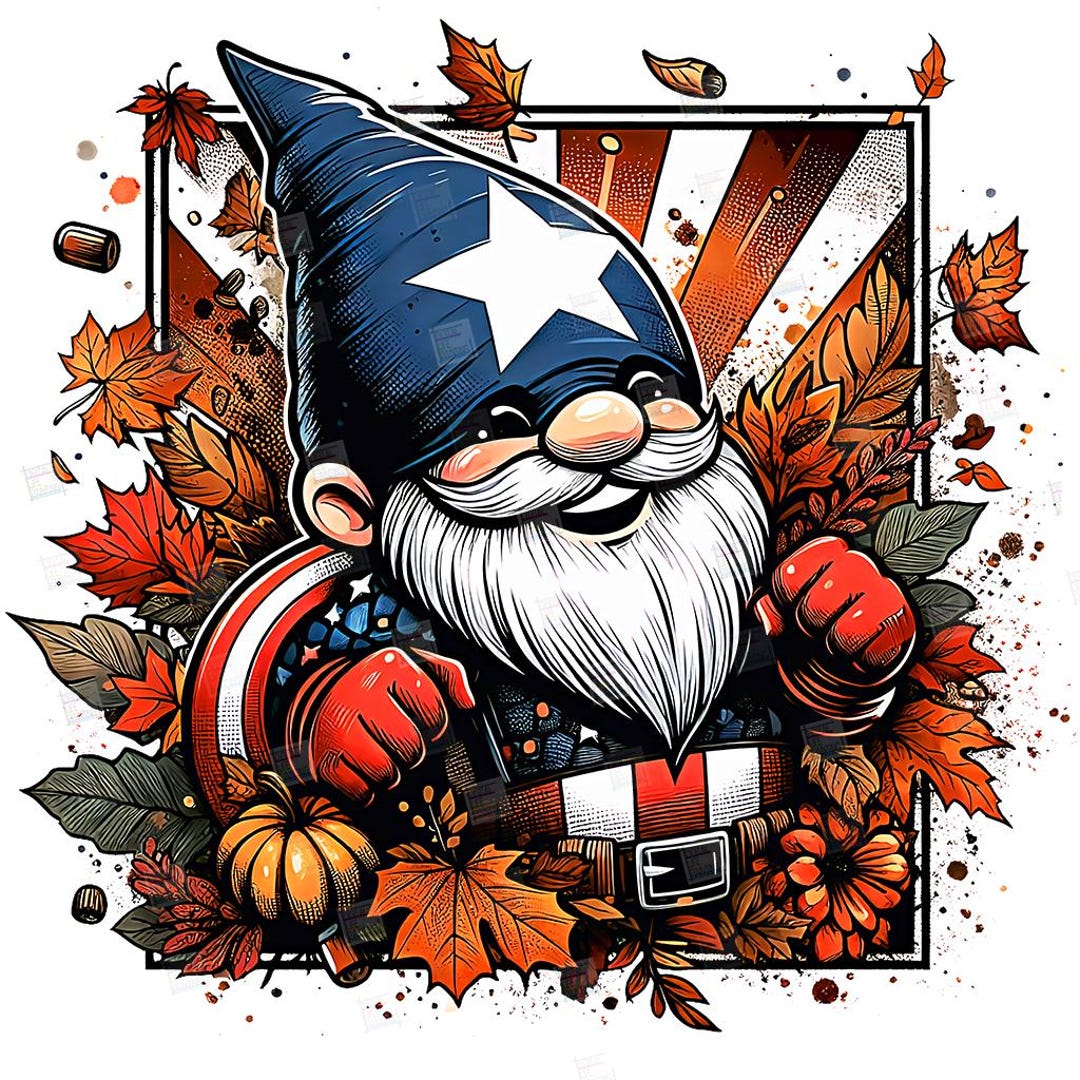 PNG Captain Gnomerica Clipart Superhero Dwarf Comic Book Style Autumn ...