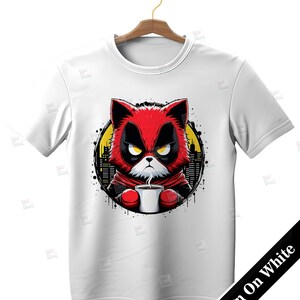 PNG Grumpy Red Cat in Deadpool Costume Clipart Feline Comic Book Style ...